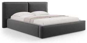 Tmavě šedá sametová čalouněná dvoulůžková postel s úložným prostorem s roštem 180x200 cm Arendal – Cosmopolitan Design