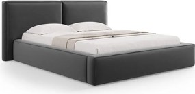 Tmavě šedá sametová čalouněná dvoulůžková postel s úložným prostorem s roštem 200x200 cm Arendal – Cosmopolitan Design