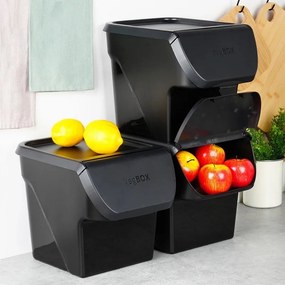 VILDE Úložný box na brambory a cibuli s větráním, VEGBOX černý (14l - 10kg brambor)