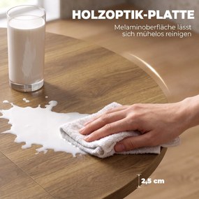 HOMCOM Rozkládací jídelní stůl pro 4–6 osob, kuchyňský stůl v industriálním stylu s pavoučími nohami, optika hnědého dřeva