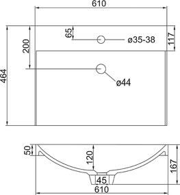 Mereo Mereo, Opto, koupelnová skříňka s umyvadlem z litého mramoru 61 cm, bílá, dub, bílá/dub, černá, CN920M
