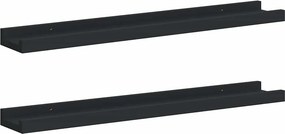Poličky na zarámované obrázky 2 ks černé 60 x 9 x 3 cm MDF 323932
