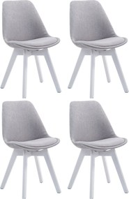 Sada 4 konferenčních židlí Borneo V2 bílá konstrukce látka – šedá