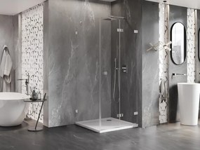 Mexen Lunar-F, sklápěcí sprchový kout pravý 90 x 90 cm, 8mm čiré sklo, chromový profil, 836-090-090-01-00-P