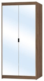 Šatní skříň ELENA 2D + zrcadla + nástavec | 89,7 cm | dub lefkas