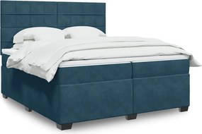 Box spring postel s matrací modrá 200 x 200 cm samet 3291006