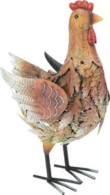 Zahradní kovová figurka Hen, 34 cm, hnědá