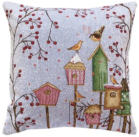 SCANquilt povlak MOTIV ptačí budky červenozelená 45 x 45 cm