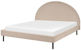 Čalouněná buklé postel 160 x 200 cm béžová MARGUT Beliani