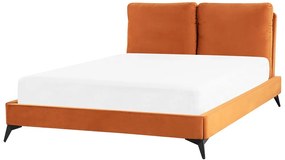 Sametová postel 140 x 200 cm oranžová MELLE Beliani