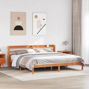 Rám postele s čelem voskově hnědý 200x200 cm masivní borovice 3306563