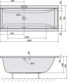 Polysan CLEO 160 x 70 x 48 cm 73611 vana