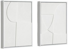 OnaDnes -20% Sada dvou bílých abstraktních obrazů Kave Home Beija 32 x 42 cm