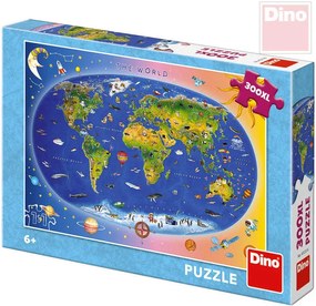 DINO Puzzle XL 300 dílků Mapa světa dětská 47x33cm skládačka v krabici dn472136