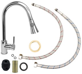 Gamma Taru, vysoká dřezová baterie s výsuvným výtokem, chromová, GMA-BT-CH