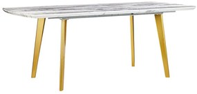 Rozkládací jídelní stůl 160/200 x 90 cm mramorový efekt se zlatou MOSBY Beliani