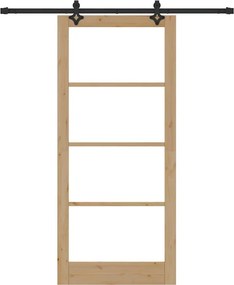 Posuvné dveře ORKDAL 93 x 211 cm Masivní borové dřevo a sklo 3332177