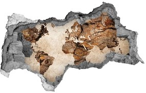 Wallmuralia Samolepící díra na stěnu Mapa světa dřevo 95x73 cm
