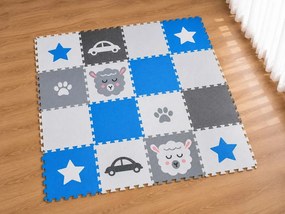 Pěnová podlaha puzzle 16 dílů MODRÉ HVĚZDY