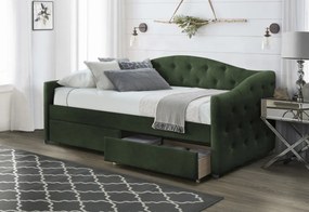 Čalouněná postel ALOHA, 90x200, tmavě zelená + rošt