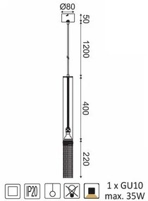 ACA DECOR Závěsné svítidlo DOHA max. 35W/GU10/230V/IP20, 40 cm