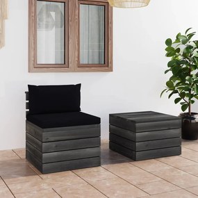 vidaXL 2dílná zahradní sedací souprava z palet + podušky borové dřevo [3061663] Barva polštáře: Černá