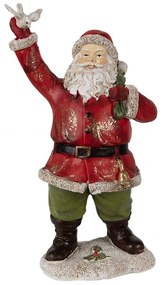 Vánoční dekorace Socha Santa s pytlem a holubicí - 13*10*23 cm