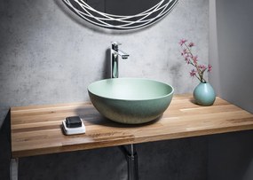 Sapho Sapho, FORMIGO betonové umyvadlo na desku, průměr 39cm, zelená mat, FG323