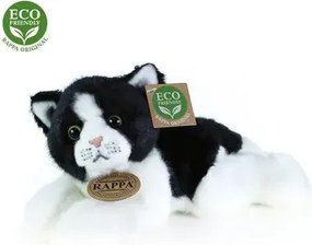 RAPPA Plyšová kočka bílo-černá ležící 16 cm / ECO-FRIENDLY / od 0 měsí