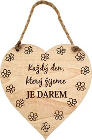 AMADEA Dřevěné srdce s textem Každý den, který žijeme.., masivní dřevo, 16 x 15 cm