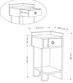 Noční stolek SONY taupe