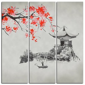 Obraz na plátně - Tradiční ilustrace  Japonsko - čtverec 360B (105x105 cm)