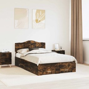 Rám postele s čelo Kouřový dub 135 x 190 cm Kompozitní dřevo 3413206