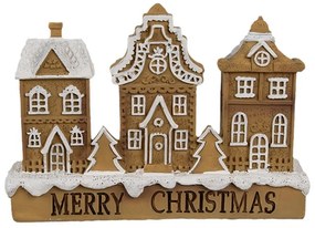 Hnědá dekorace perníkových domků v řadě Merry Christmas - 13*4*10 cm
