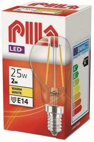 LED žárovka E14 PILA Classic Filament P45 2W (25W) teplá bílá (2700K)