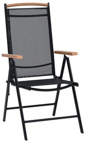 Skládací zahradní židle 2 ks hliník a textilen černé,  41732