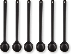 vtwonen Matt Black set 6 velkých porcelánových lžiček, černý (Velké čajové lžičky)