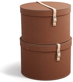 Hnědé kartonové úložné boxy v sadě 2 ks s víkem/dekorativní ø 37,5x25 cm Rut Restore Paper Laminate – Bigso
