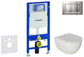 Geberit Duofix - Set předstěnové instalace, klozetu Oudee a sedátka softclose, tlačítko Sigma20, lakovaný chrom mat/chrom SANI11CA1122