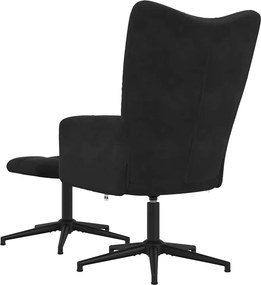 Relaxační křeslo se stoličkou černé samet 328112