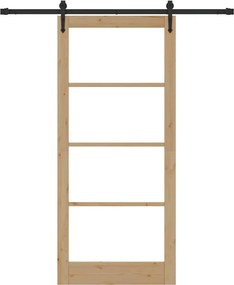 Posuvné dveře 93 x 211 cm Masivní borové dřevo a sklo Přírodní 3332345