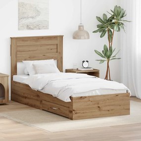 Rám postele s čelo Artisanový dub 100 x 200 cm Kompozitní dřevo 3410026