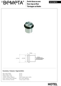 Bemeta Design Dveřní doraz na zem, nerez, mat -