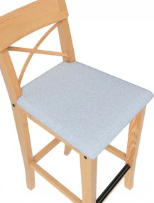 Potah na barovou židli Ingolf s čalouněným sedákem barva modrá látka pletený vzor