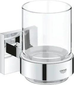 Grohe QuickFix Start Cube - Sklenka na kartáčky a pastu s držákem sklo