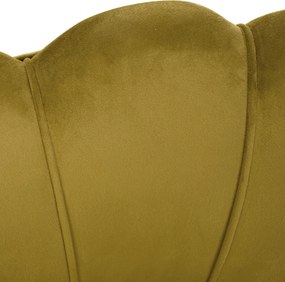 Křeslo ve stylu Art-deco, hořčicová Velvet látka/gold chrom-zlatý, NOBLIN