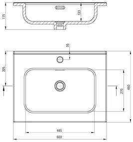 Deante Tubo, keramické umyvadlo na zapuštění 603x460x175mm, bílá lesklá, DEA-CTU_6U6W