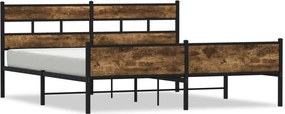 Kovový rám postele bez matrace kouřový dub 193 x 203 cm 3308493