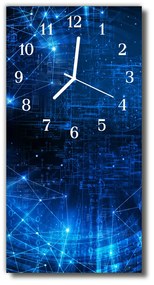 Skleněné hodiny vertikální Modrá matice