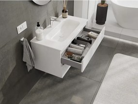 Mexen Orio, koupelnová skříňka 90 cm s umyvadlem Vela, 2 zásuvky, bílá lesklá, 91A10-09047-2-BFF00-W23M00